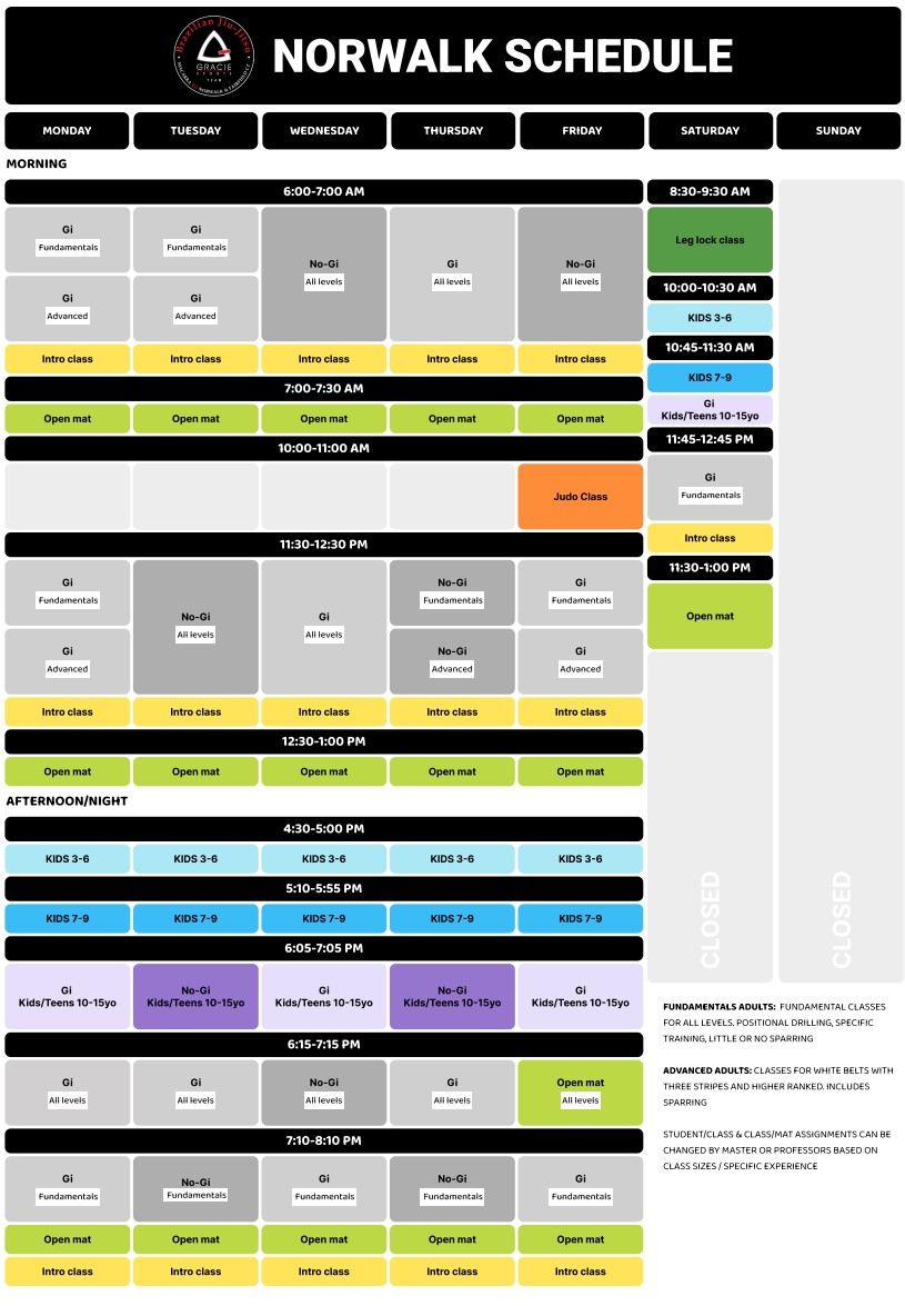 Schedule Norwalk - Gracie Sports